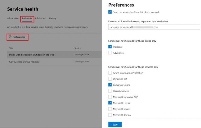 Automate Office 365 Health Status Monitoring Using Office 365 Service ...
